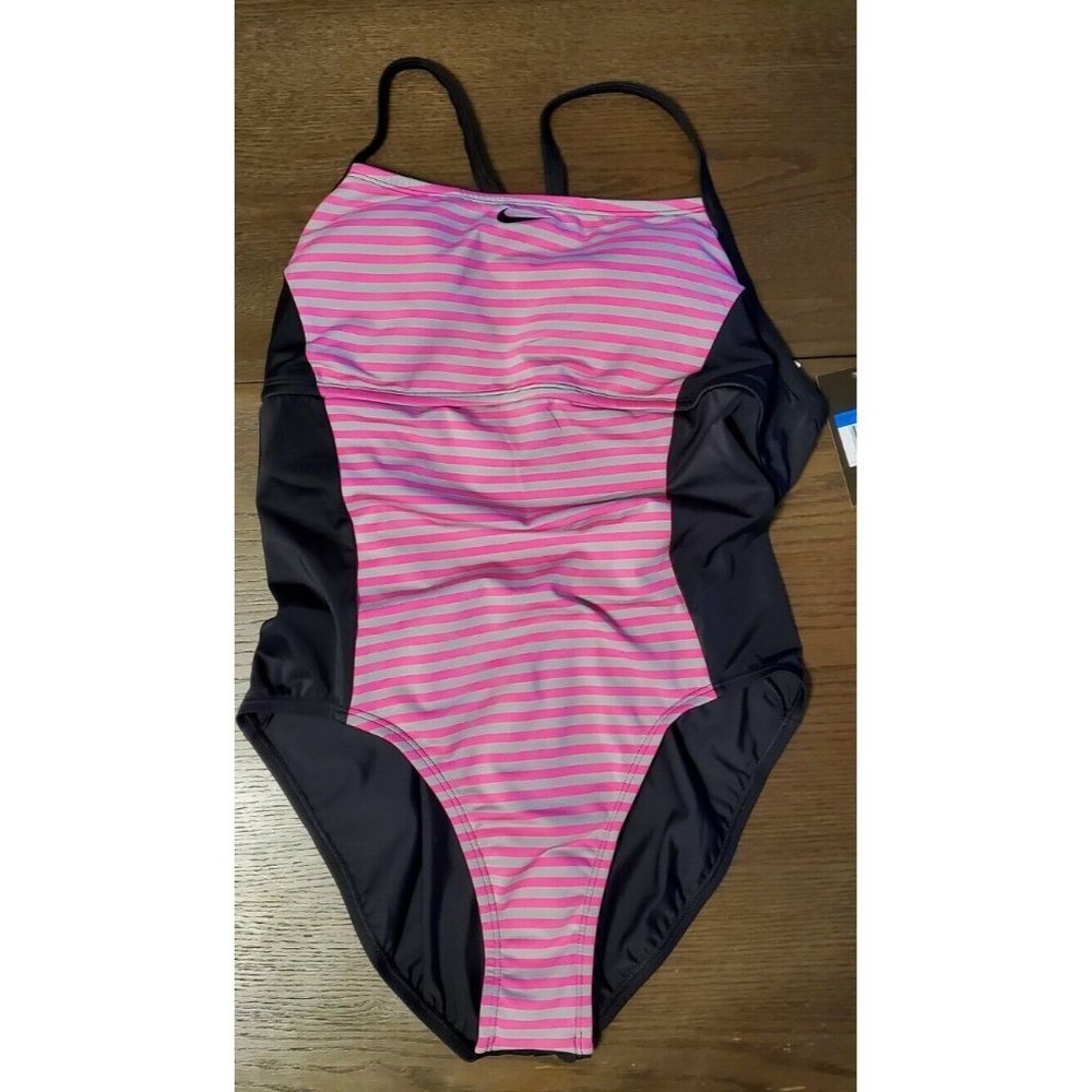 Nike One-Piece Race Swimsuit Pink Striped Built Bra W… - Gem